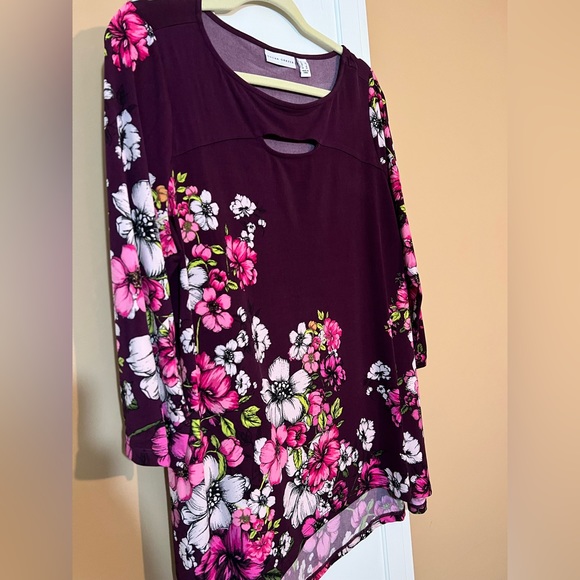 Susan Graver Tops Susan Graver Liquid Knit Floral Print Tunic